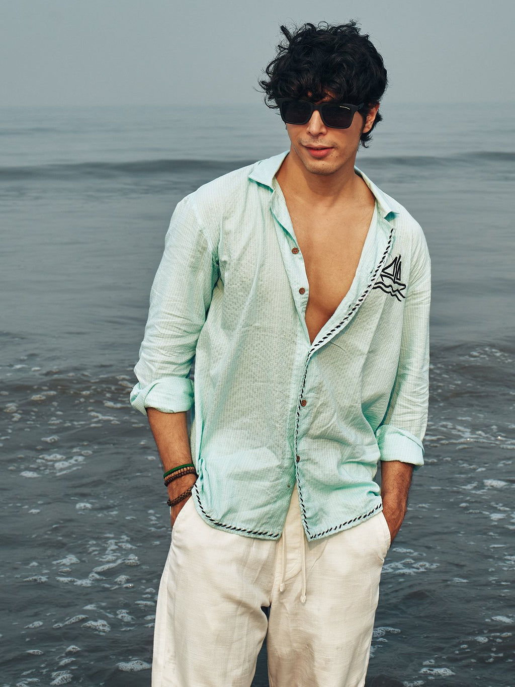 Tyas Coastal Stitch Aqua Shirt – Flourish