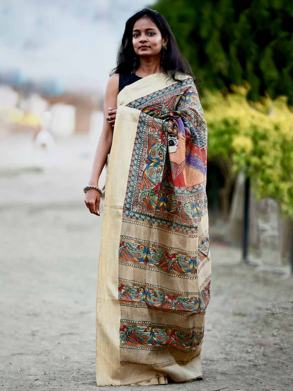 Modal Silk Madhubani Saree - Diorama – Flourish