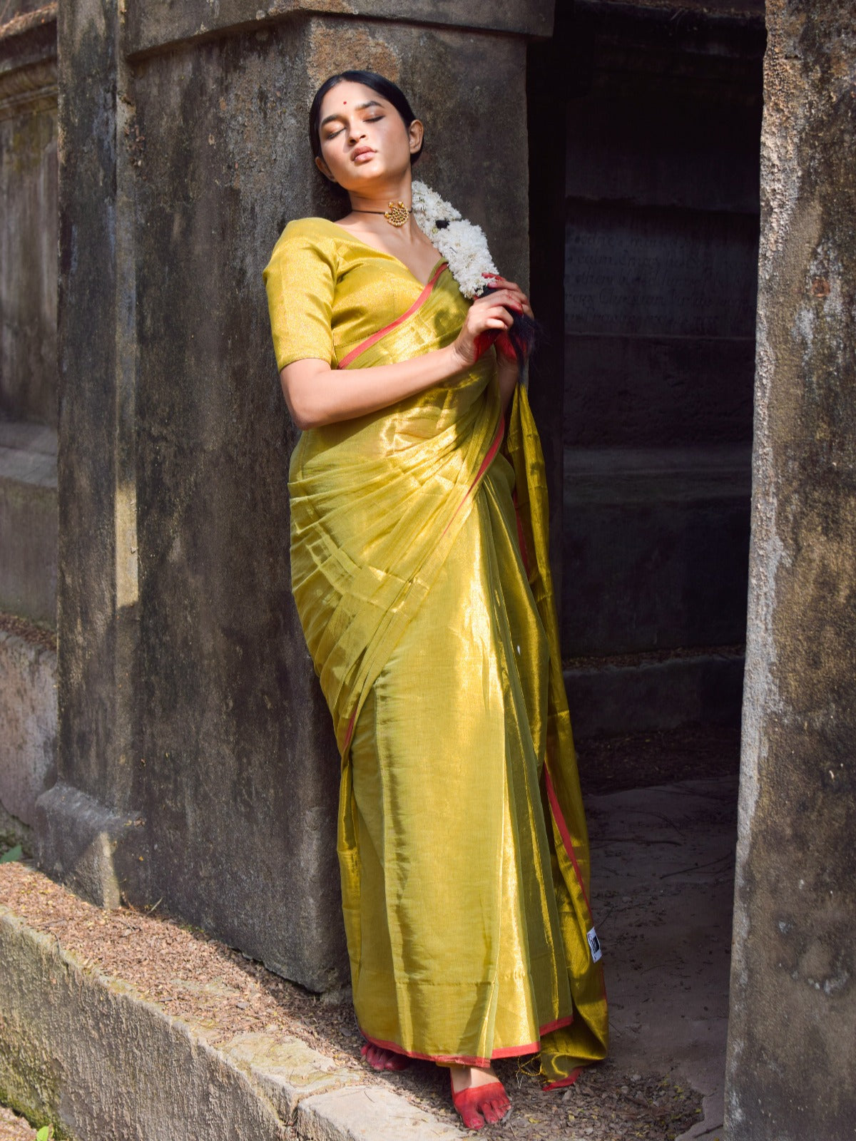 Bring home Chandrakala I Olive Green Dual Tone Tissue Saree from ...