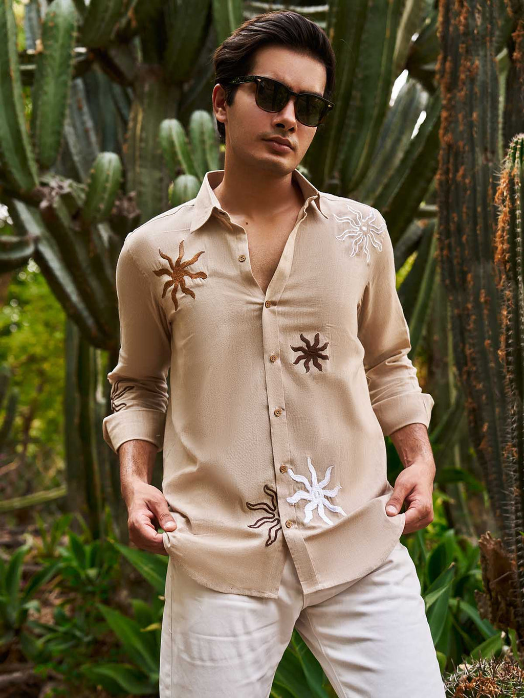 Flourish Men’s Shirts & T-shirts – The Walnut Sunburst Shirt for Casual