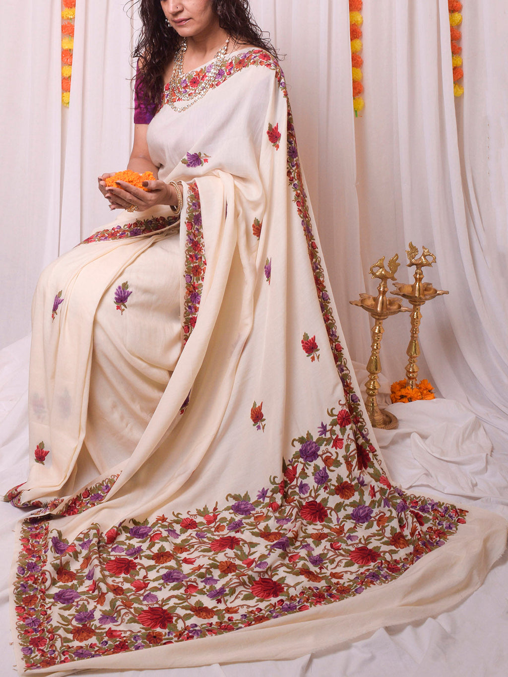 Flourish Women’s Saree – Hand Embroidery Silk Saree for Party Wear