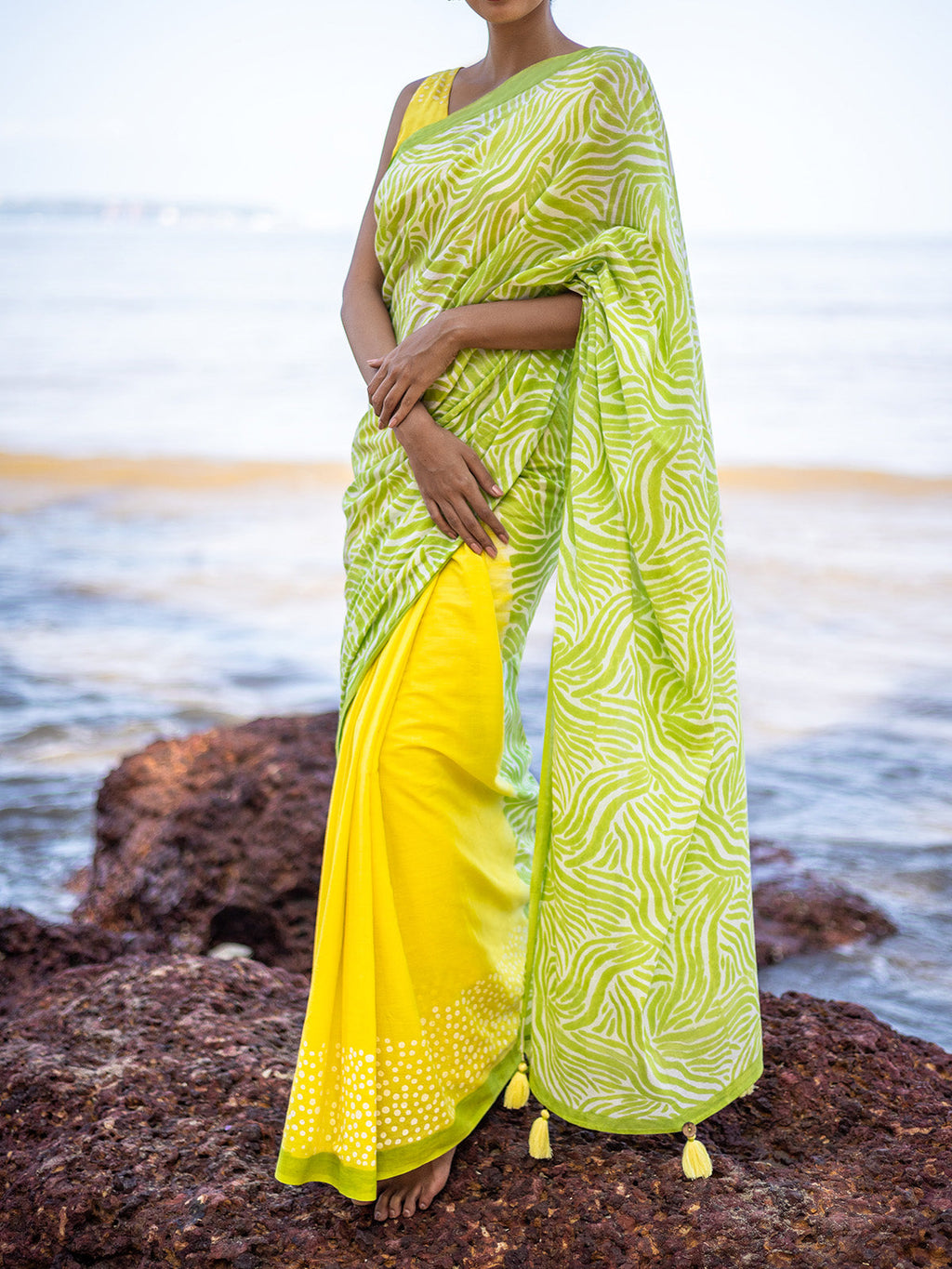 Flourish Women’s Saree – Block Print Cotton Mulmul Saree for Casual Wear