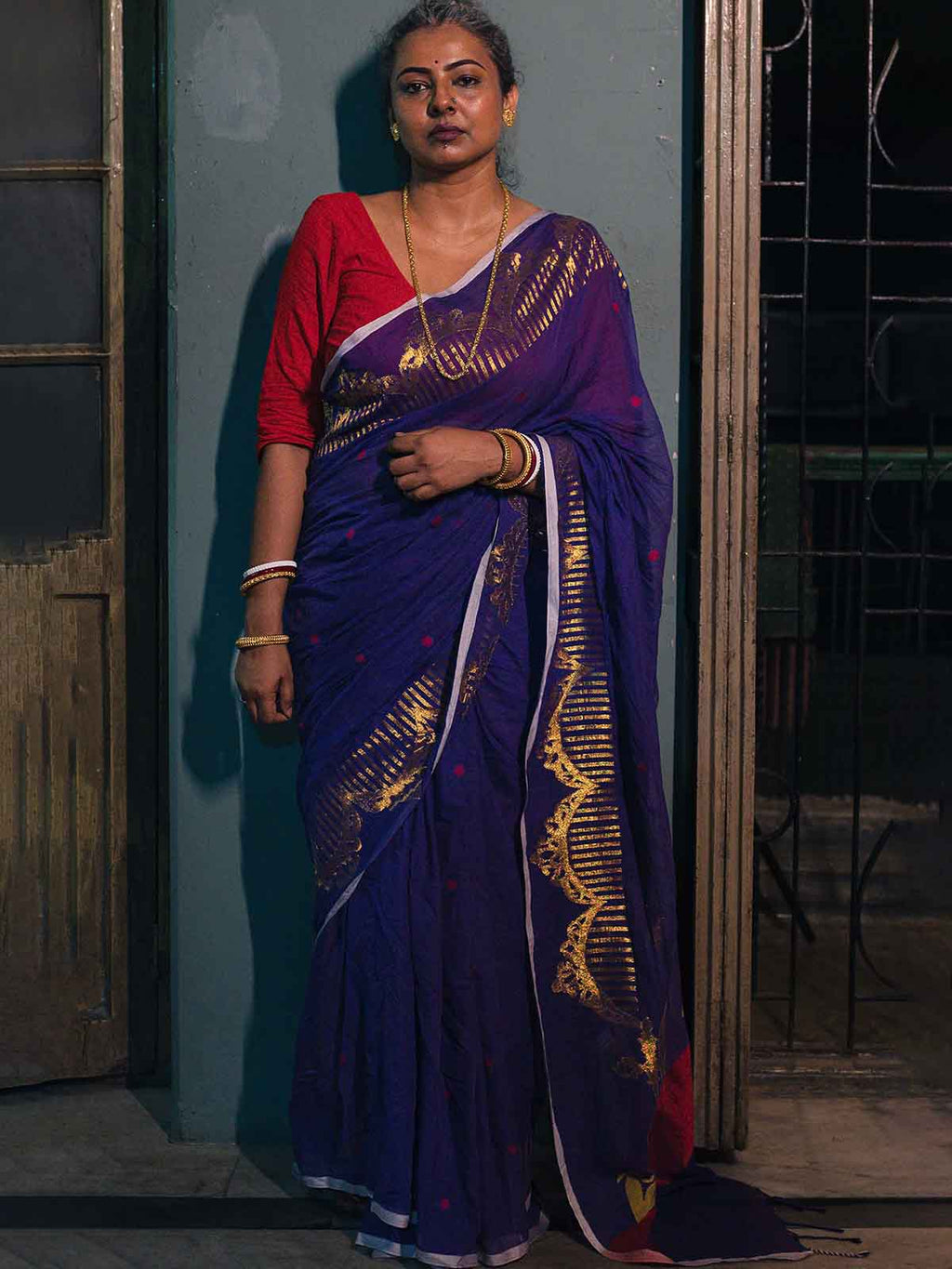 Binodini Purple Jamdani Saree – Flourish