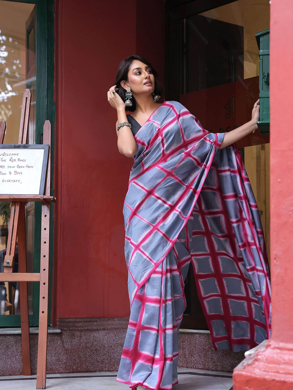 Flourish Women’s Saree – Colour Block Chanderi Saree for Formal Wear